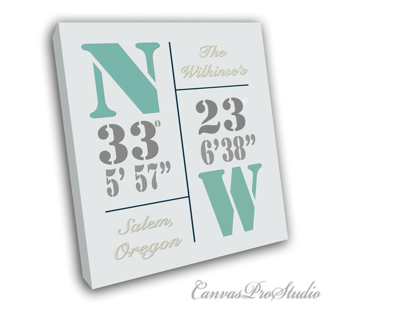 Custom Canvas Personalized Latitude and Longitude | Etsy