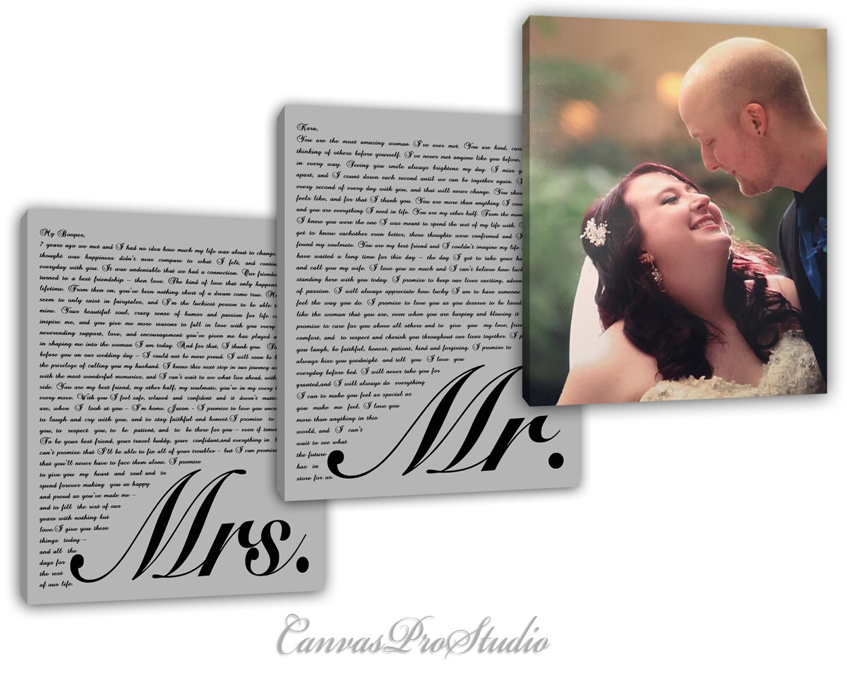 Custom Set of 3 Wedding Vows Canvas Print Art His and Hers and - Etsy
