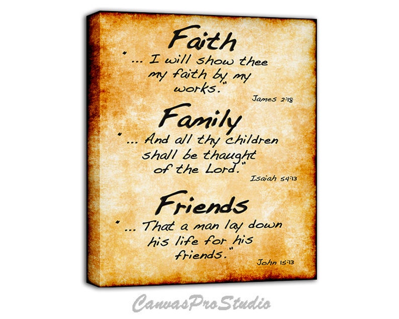 Faith Family Friends / Bible Verse on Canvas / Christian Art/ | Etsy
