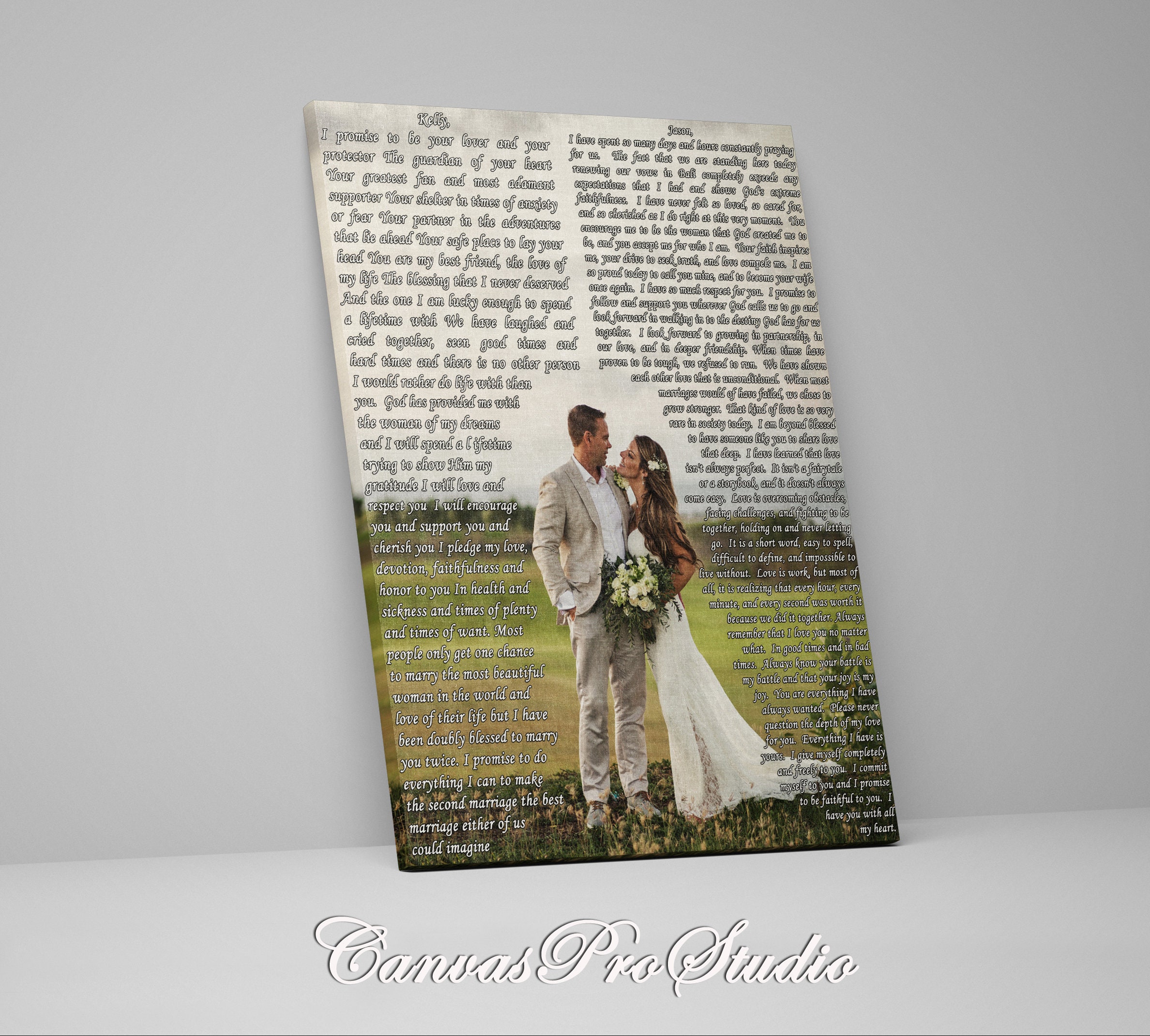 His and Hers Vows Picture With Wedding Vows Canvas Gift - Etsy