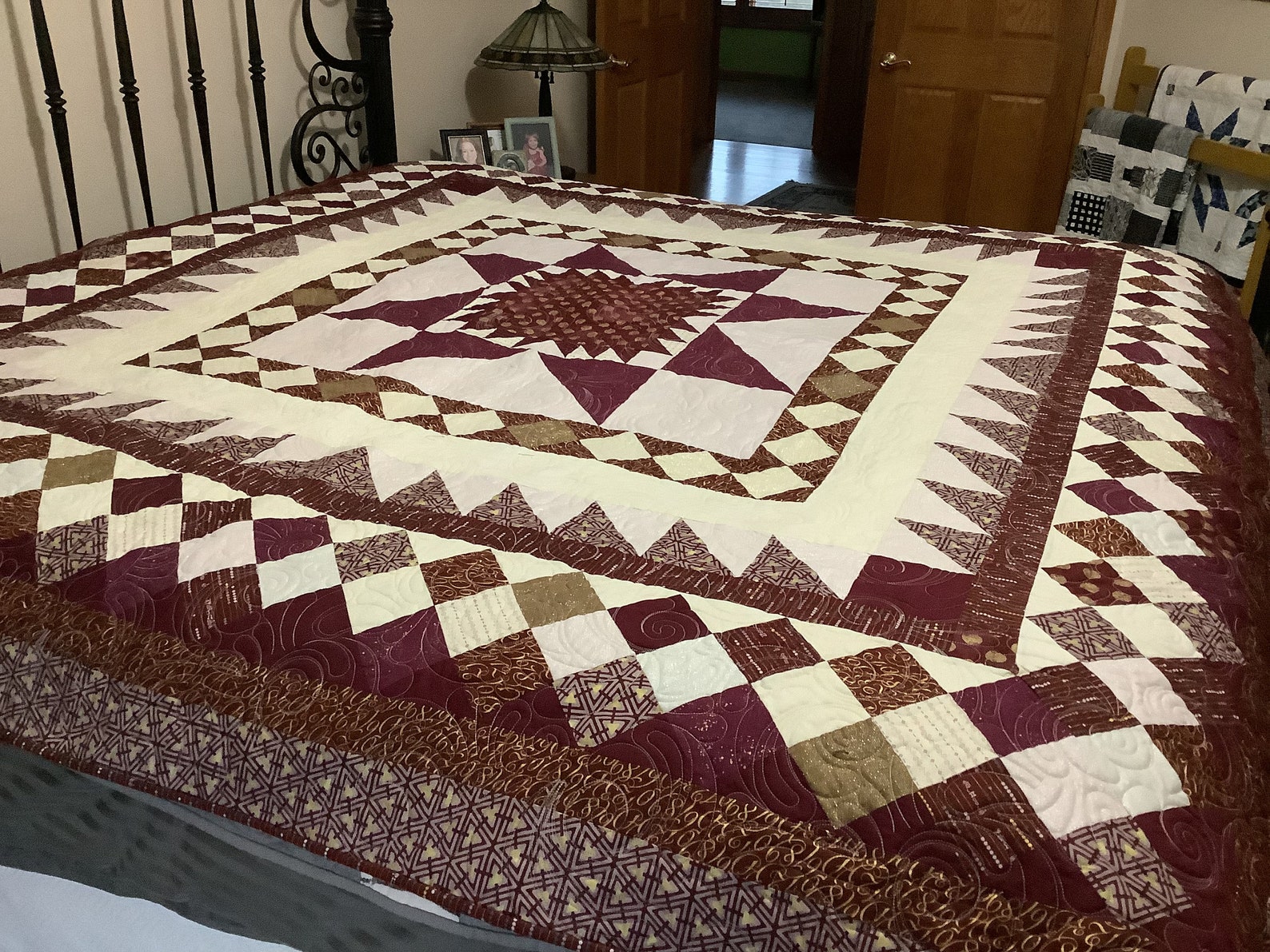 Burgundy Star Quilt - Etsy