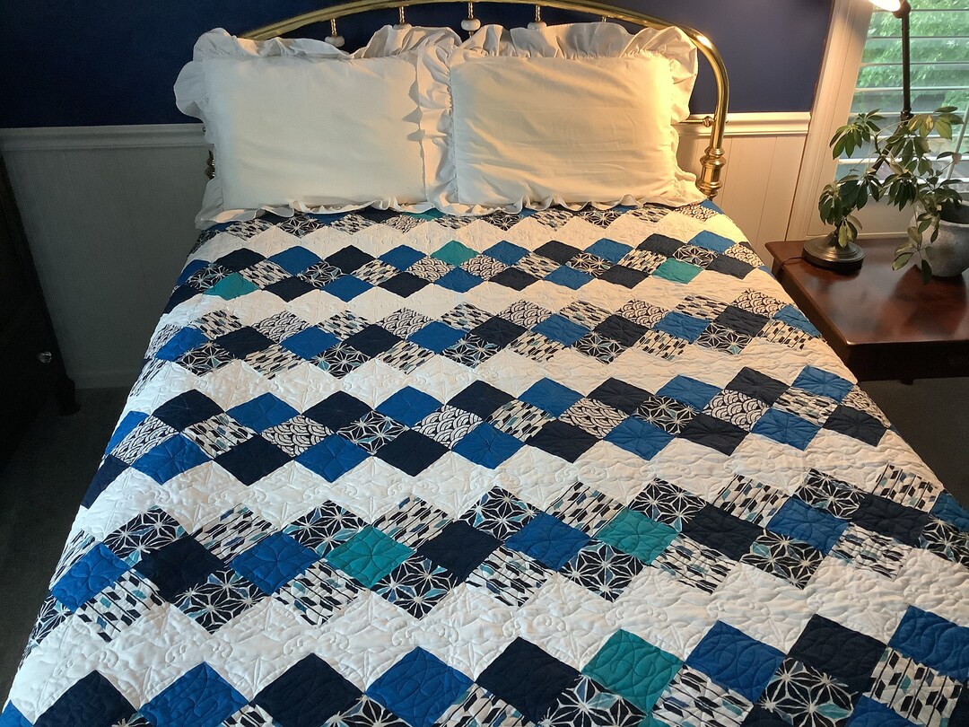Blue Triangle Quilt - Etsy