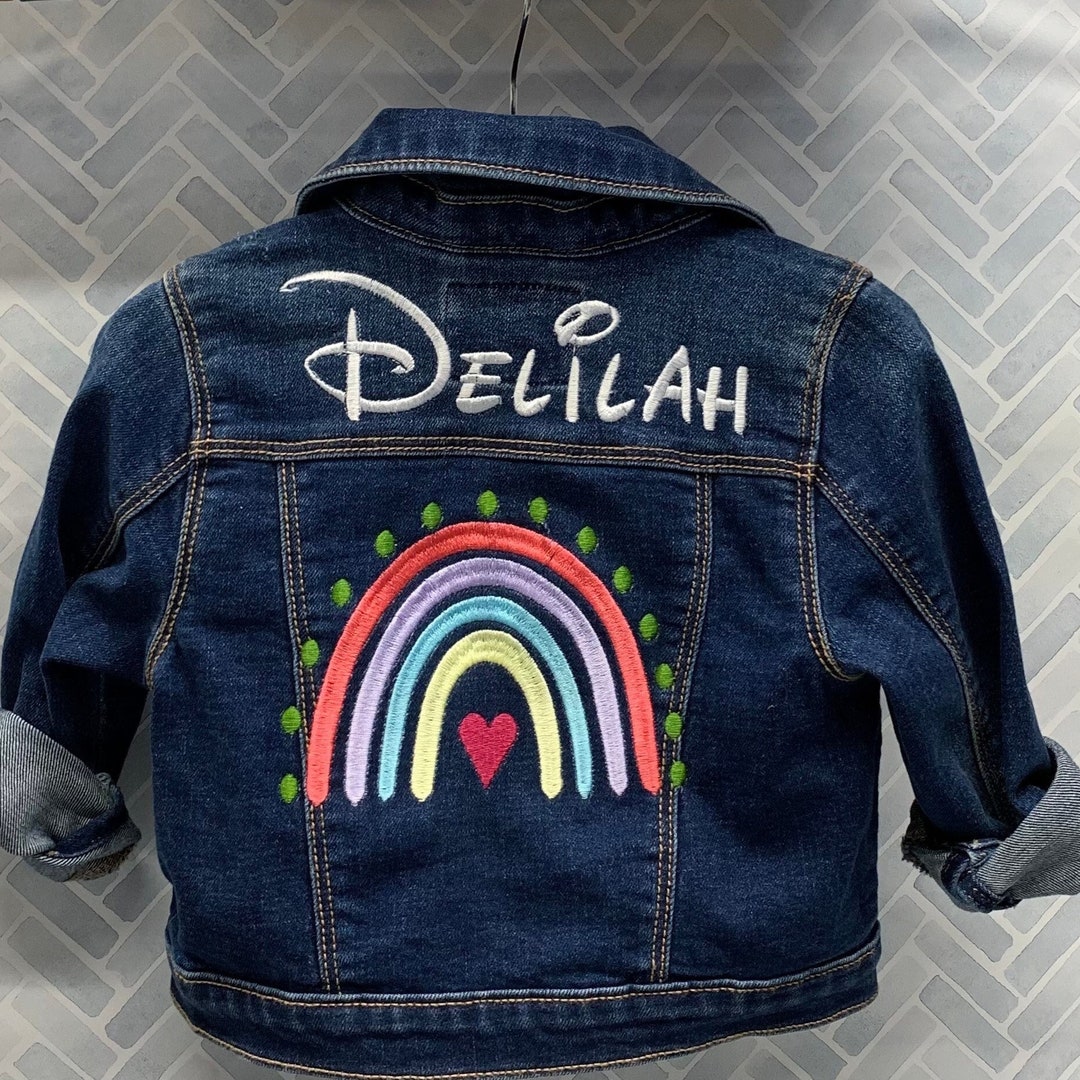 Embroidered Custom Happy Rainbow Denim Jean Jacket for Baby, Girls ...