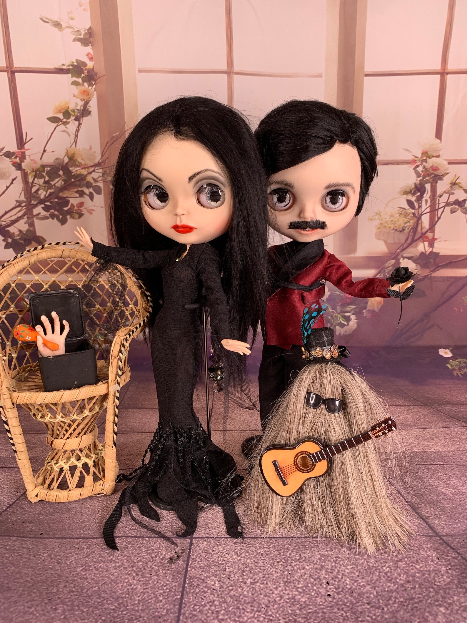 Custom Addams Family Blythe Doll Set Styled as Morticia and Gomez ...