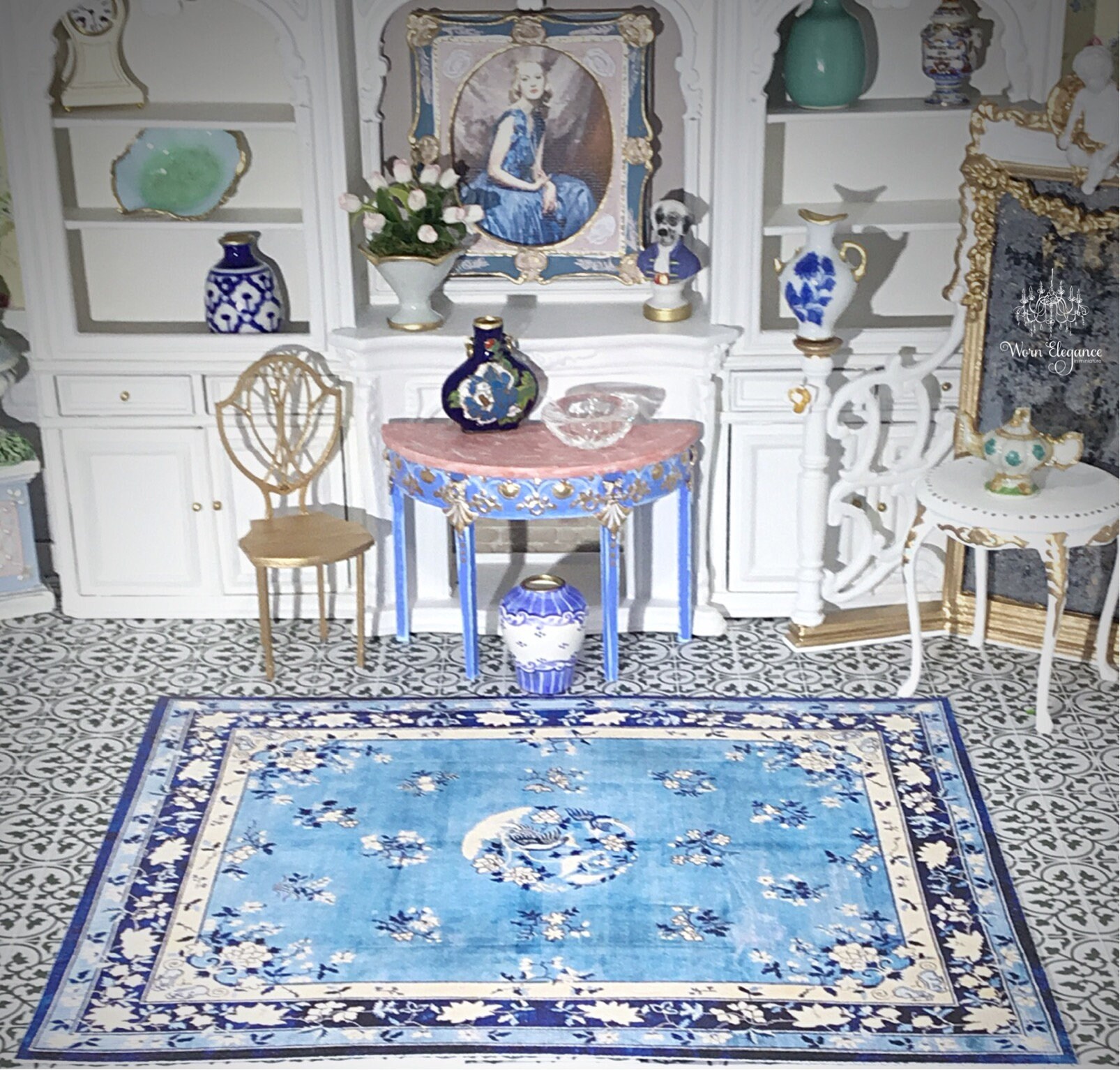 Dollhouse Miniature Oriental Rug #33, NEW, 1:12, Chinoiserie Style ...