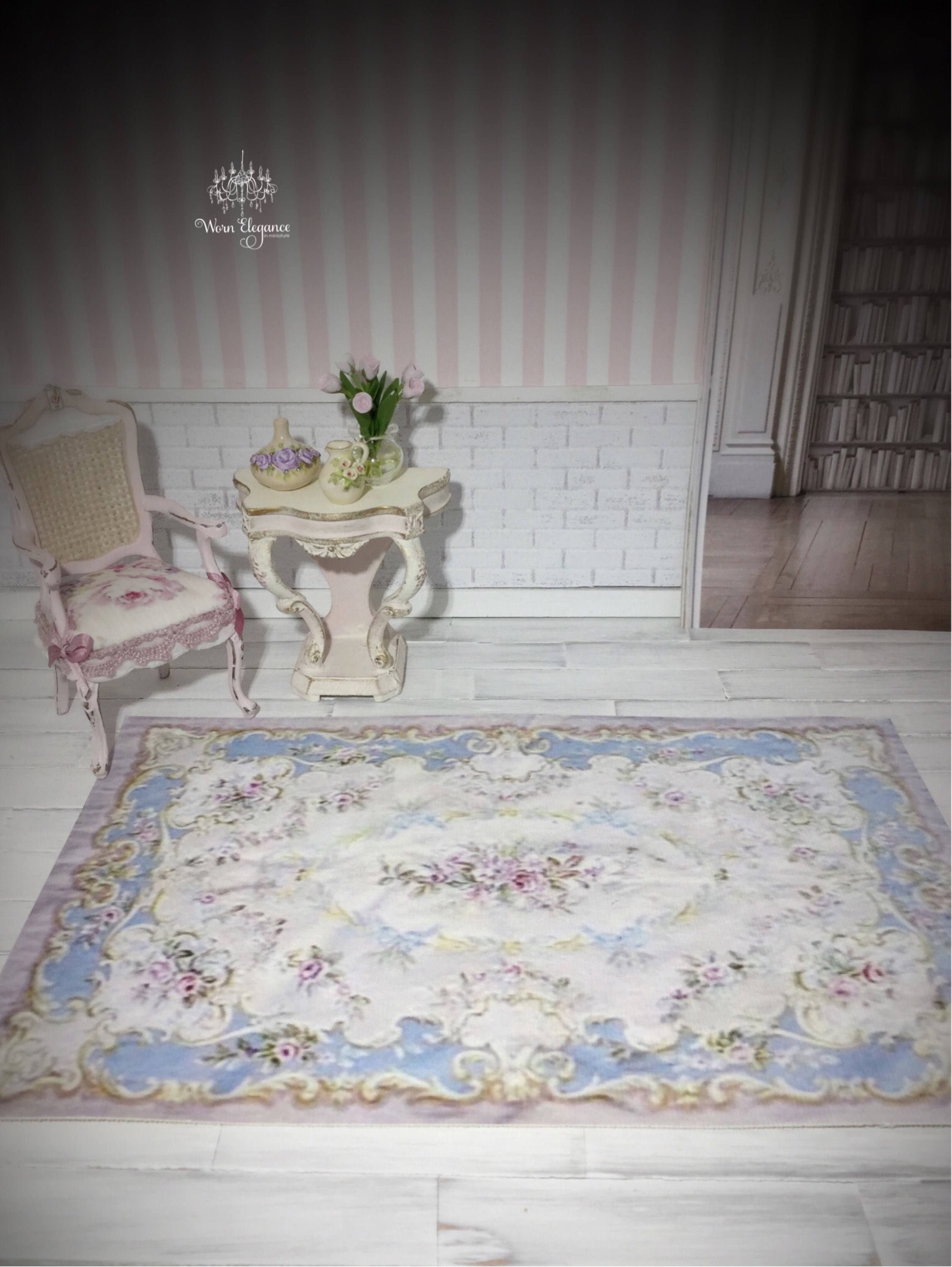 Dollhouse Miniature Rug, 1:12, Aubusson, Beautiful French Style Rug in ...