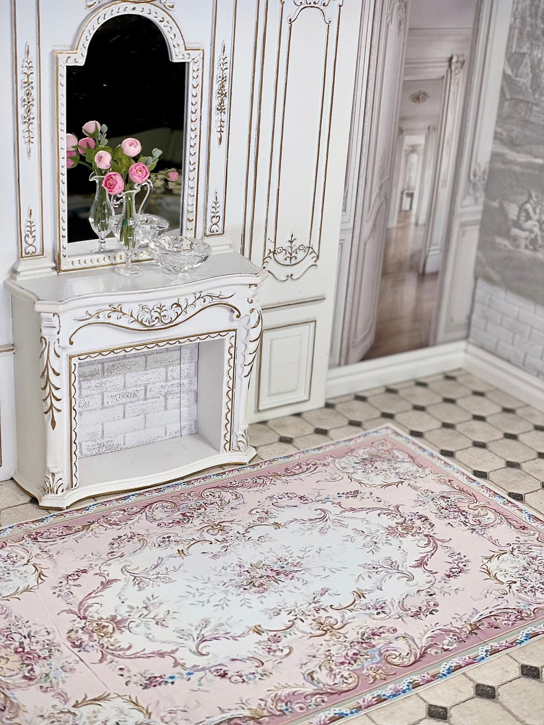 Pink Aubusson Rug, Romantic, French Rug, Pink, Floral, Antique, Repro ...