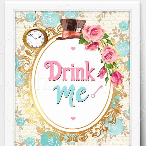 ALICE IN WONDERLAND Party Sign Take Me Printable Sign - Etsy