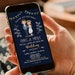 Digital Wedding Invitation, Cartoon Electronic Wedding Invitation, Navy ...