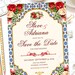 Mexican Wedding Save the Date Card, Blue Tiles and Vintage Flowers ...
