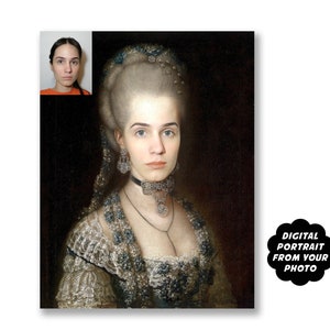 Portrait of Marie Antoinette From Your Photo, Custom Digital Portrait ...