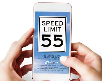 Speed Limit 55th Birthday Sign 2D Fondant Edible Cake & Cupcake Topper ...