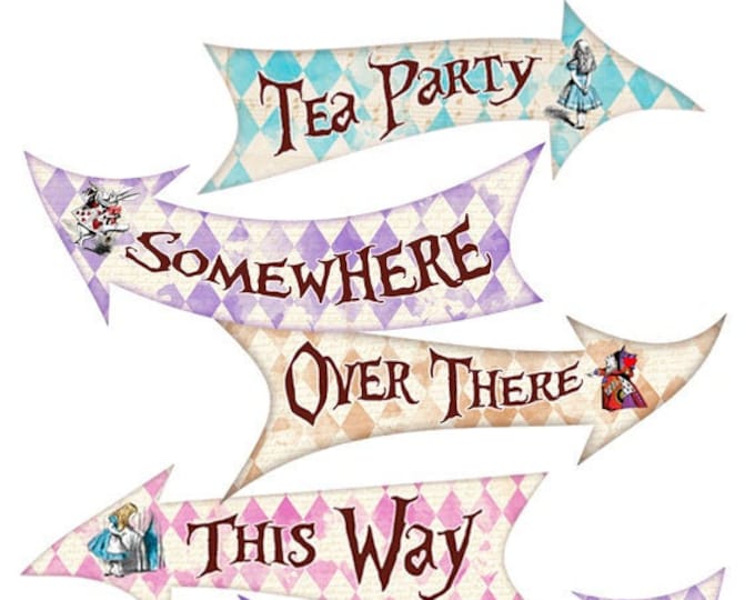 Alice in Wonderland Decorations Party Arrows Party Signs Shabby Chic ...