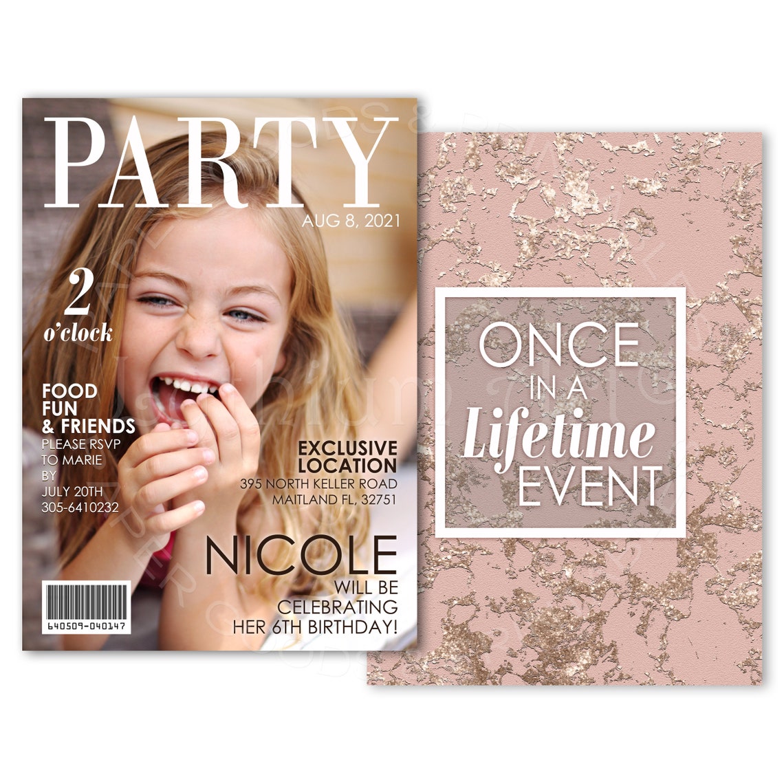 Magazine Cover Party Invitation, Personalized and Printable Fashion ...