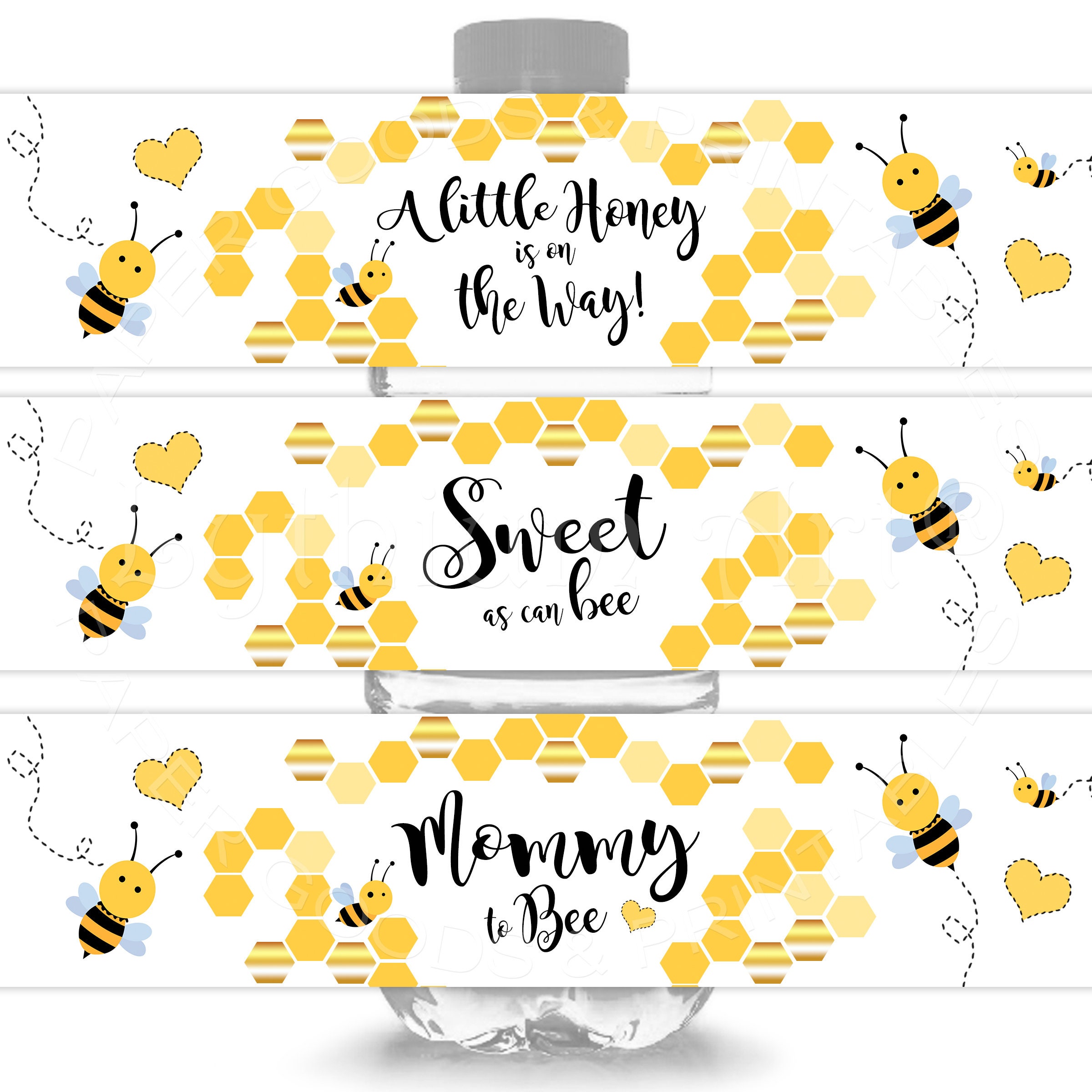 Bee Water Bottle Labels Sweet as can bee Baby Shower Labels | Etsy España