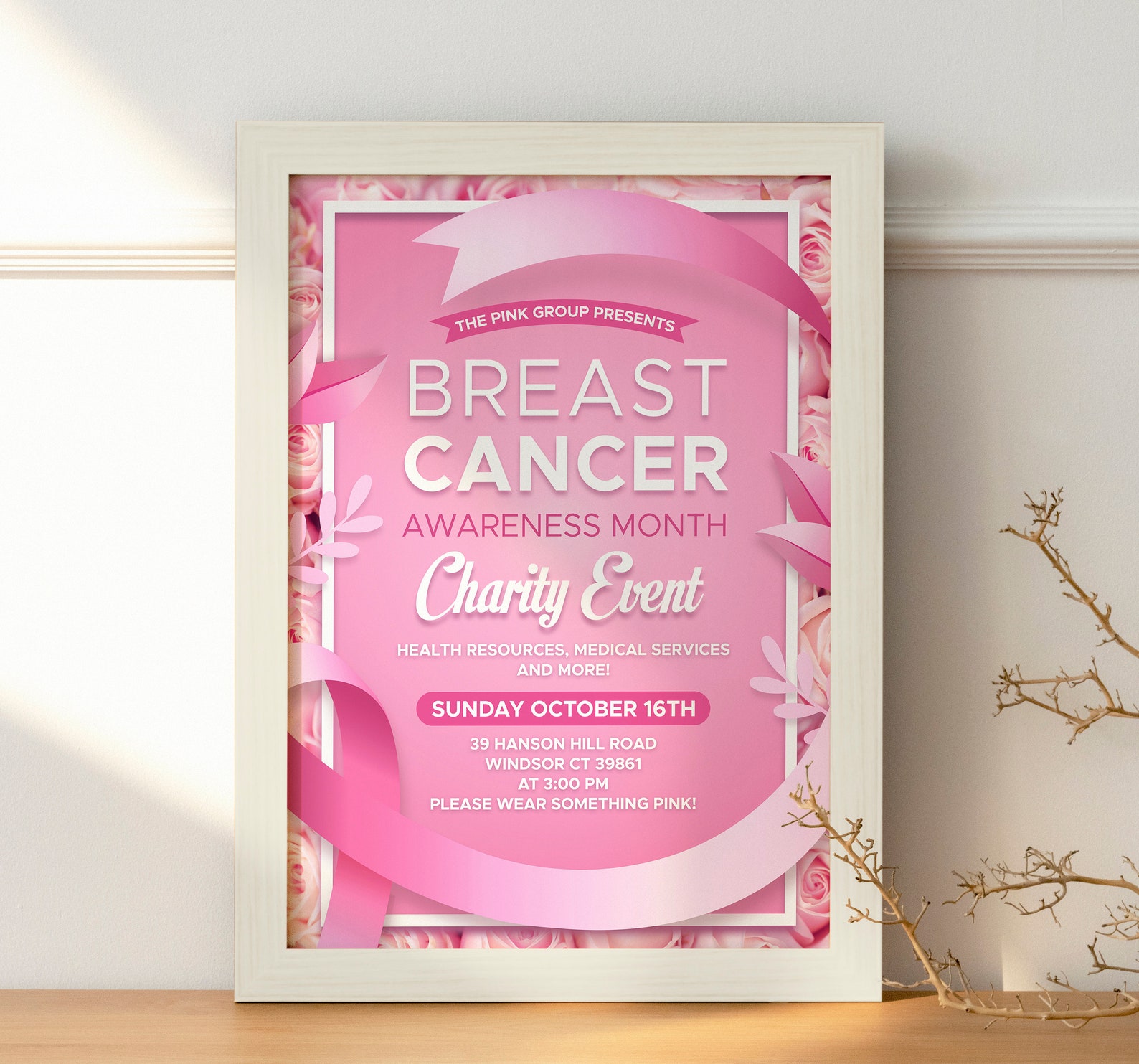 Breast Cancer Awareness Bottle Labels, Printable Pink Floral Bra ...