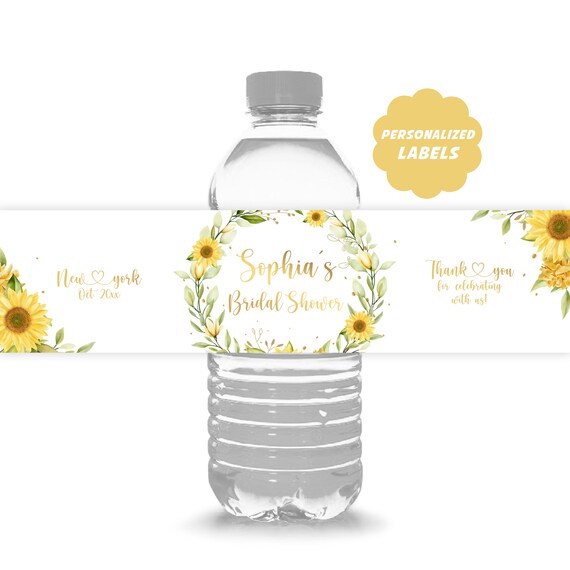 Sunflower Printable Bottle Labels, Sunflower Bridal Shower Stickers ...