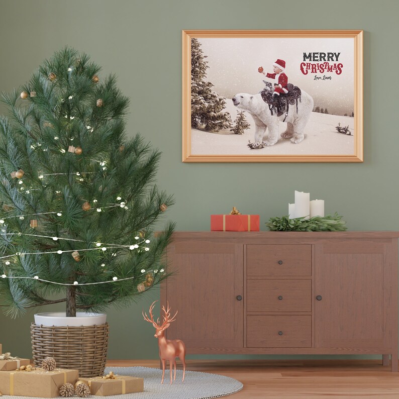 Christmas Custom Portrait From Photo Digital Christmas Scene - Etsy