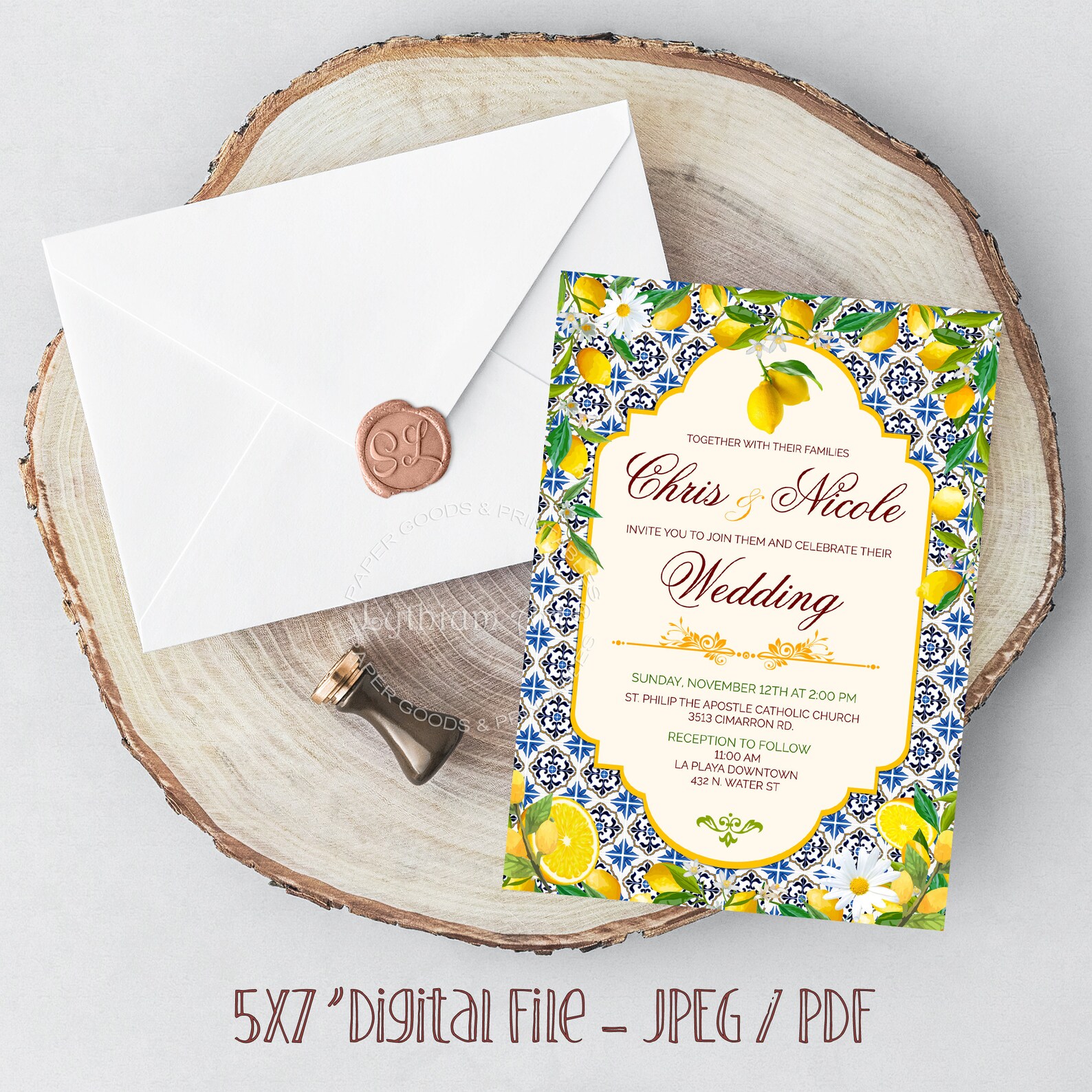 Lemon Wedding Invitation Citrus Wedding Invitation - Etsy