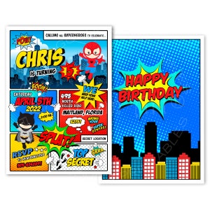 Comic Book Birthday Invitation, Printable and Personalized Party ...