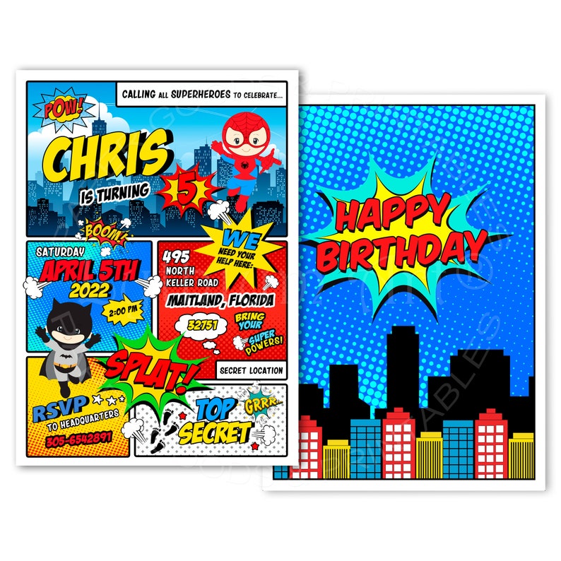 Comic Book Birthday Invitation Printable and Personalized | Etsy