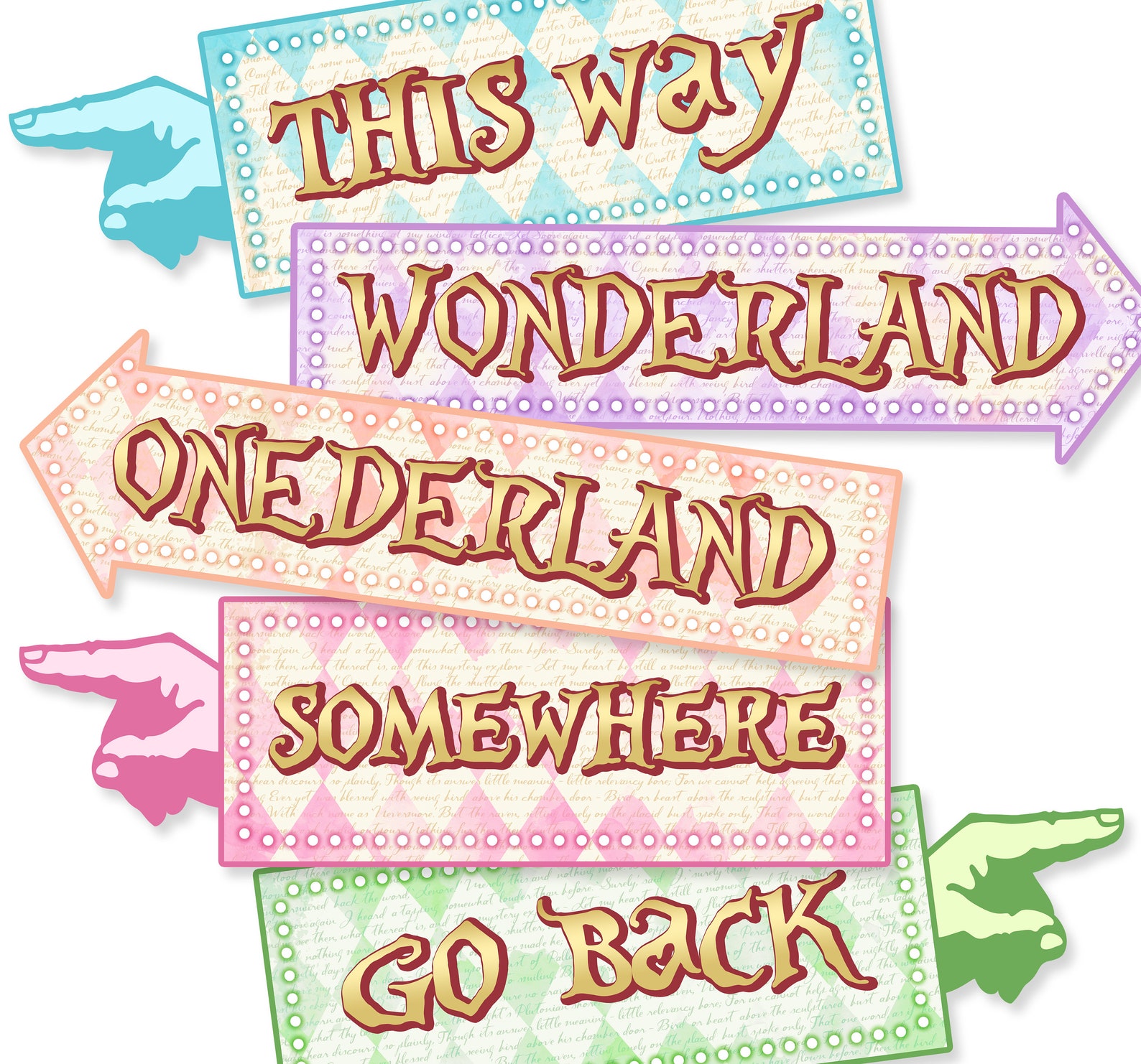 ALICE IN WONDERLAND Printable Signs, Instant Download, Onederland Party ...