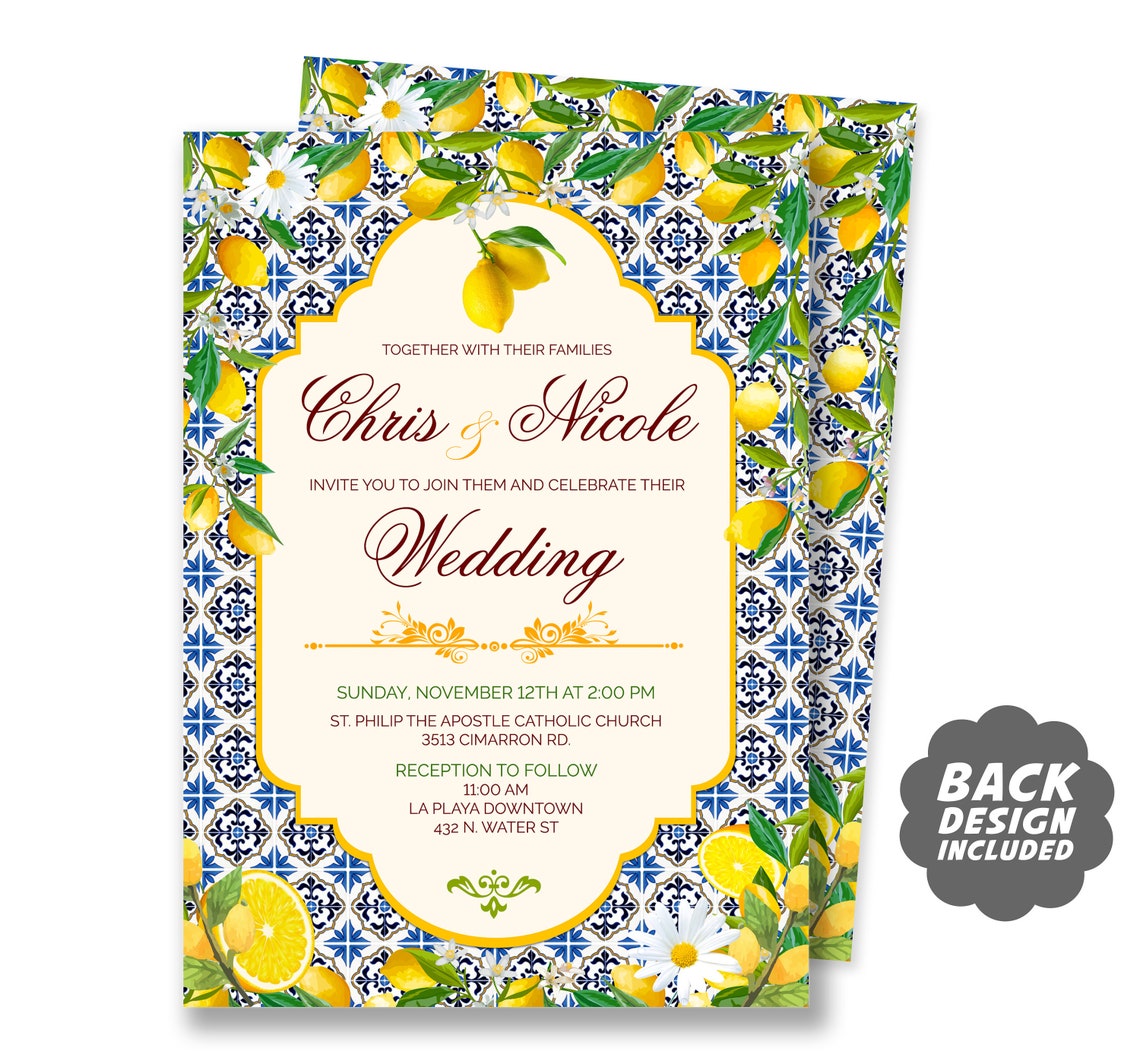 Lemon Wedding Invitation Citrus Wedding Invitation - Etsy