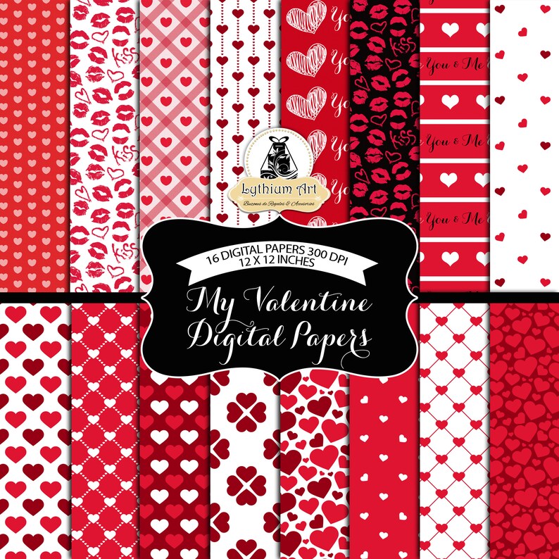 VALENTINE Digital Paper VALENTINE Paper Printable Paper | Etsy