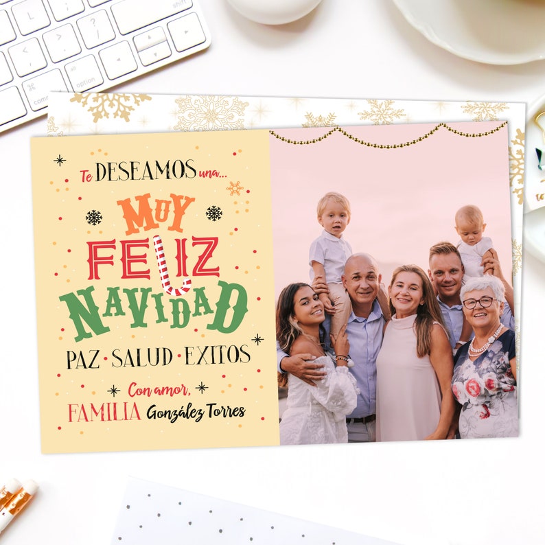 Printable Christmas Photo Card Spanish Christmas Greeting - Etsy