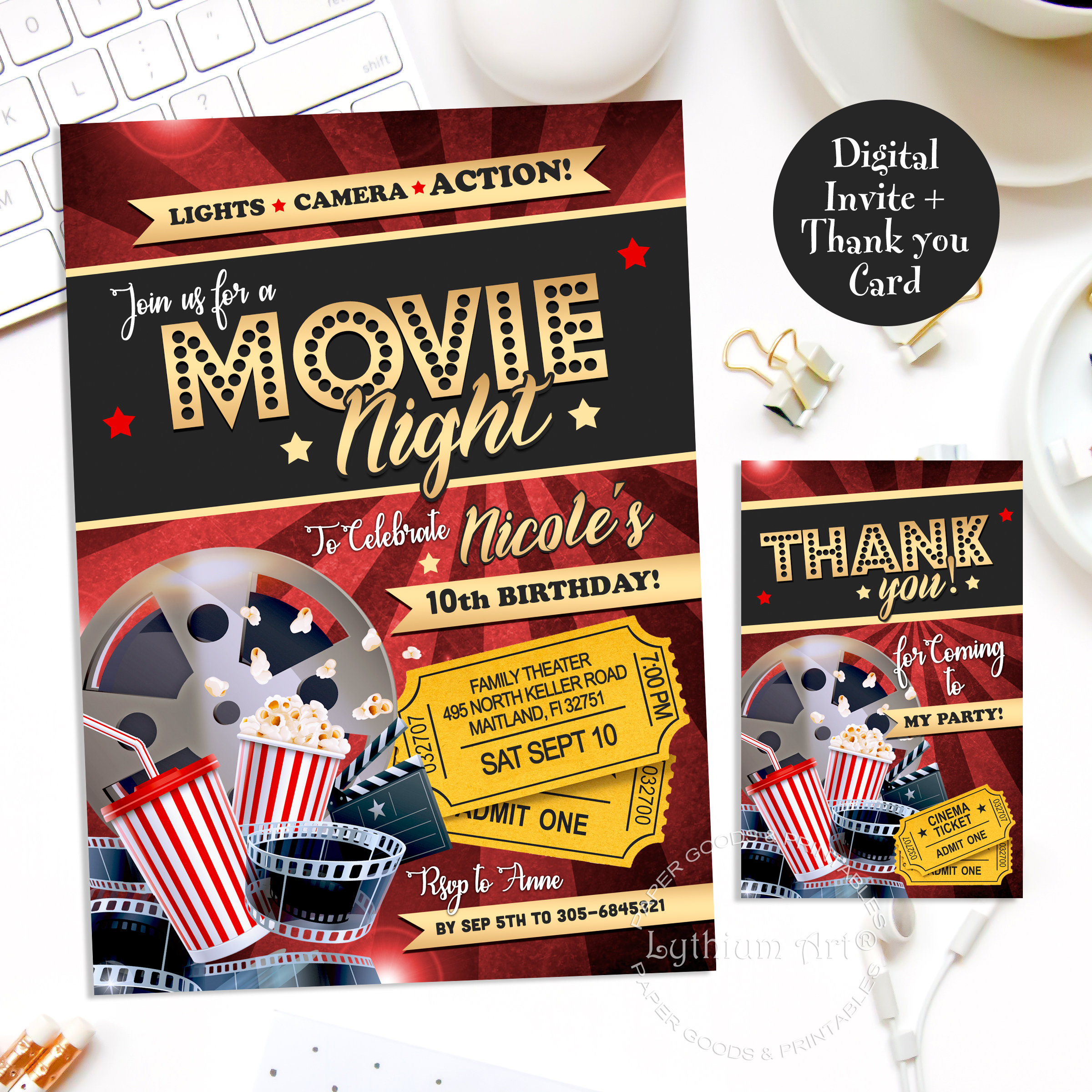 MOVIE NIGHT LABELS Movie Night Decor Kit Movie Night - Etsy España