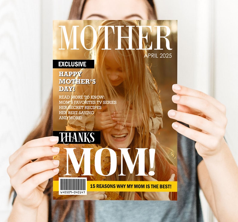 Personalized Mothers Day Magazine Cover Printable A4 - Etsy España