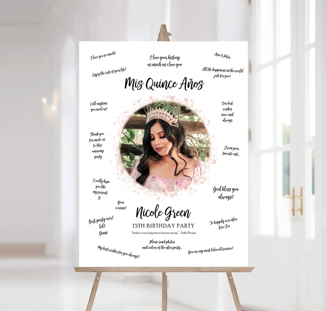 Quinceañera Guest Book Poster Printable Custom Quinceañera - Etsy
