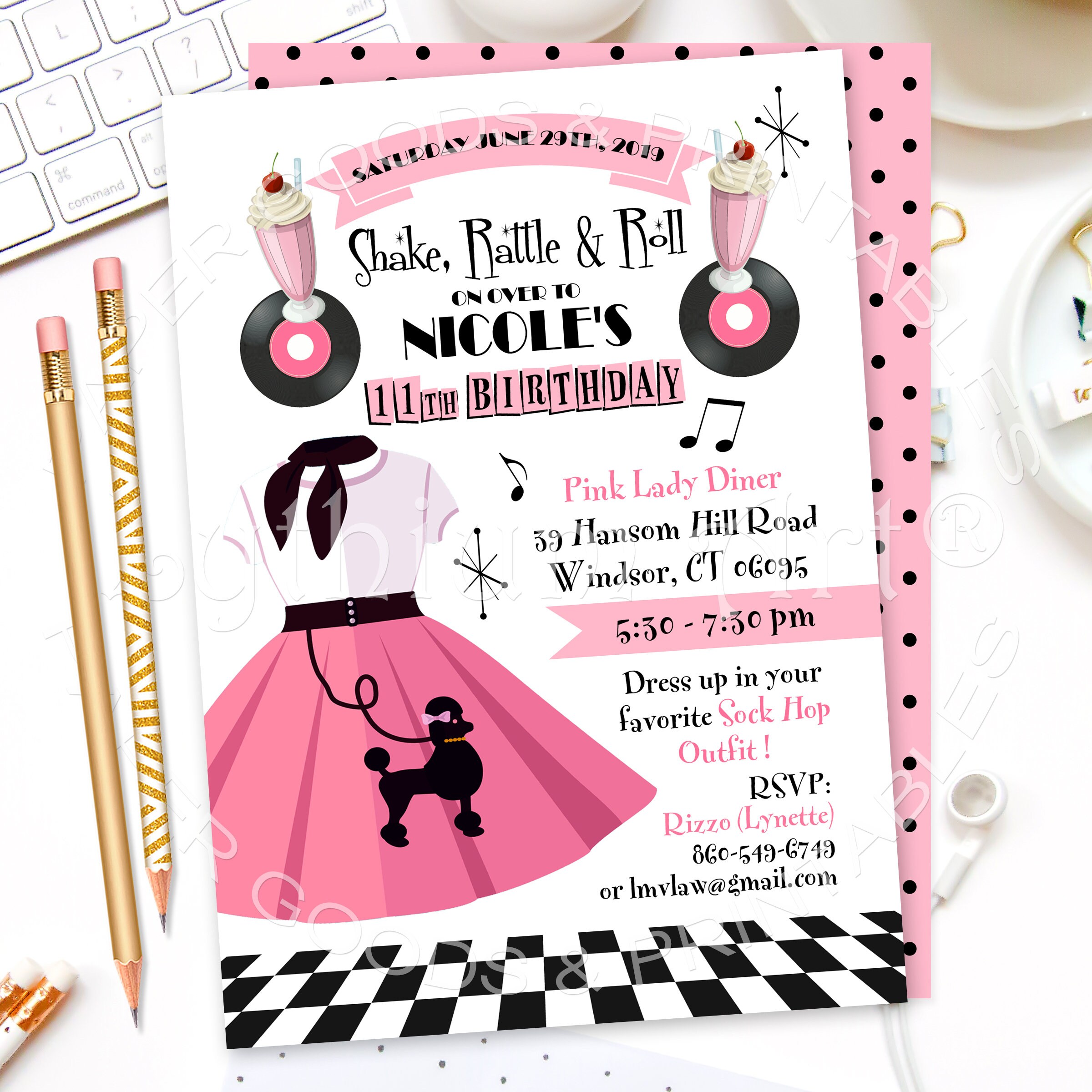 50's Sock Hop Party Backdrop Printable Banner 50's | Etsy