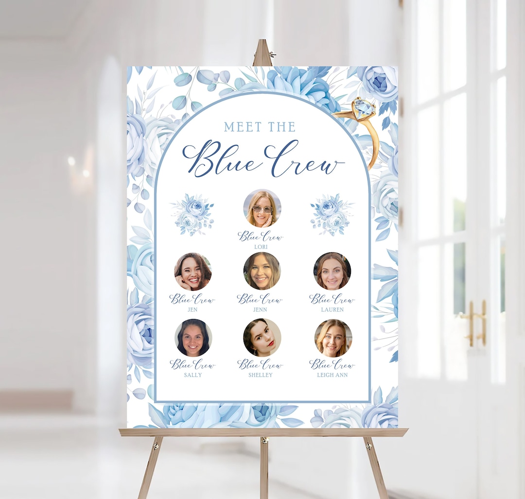 Something Blue Crew Printable Sign, Custom Meet the Blue Crew, Light ...