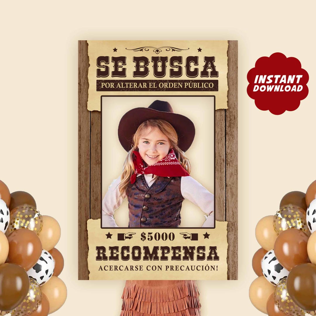 Se Busca Photo Booth Frame, Western Party Photo Prop Frame Spanish ...