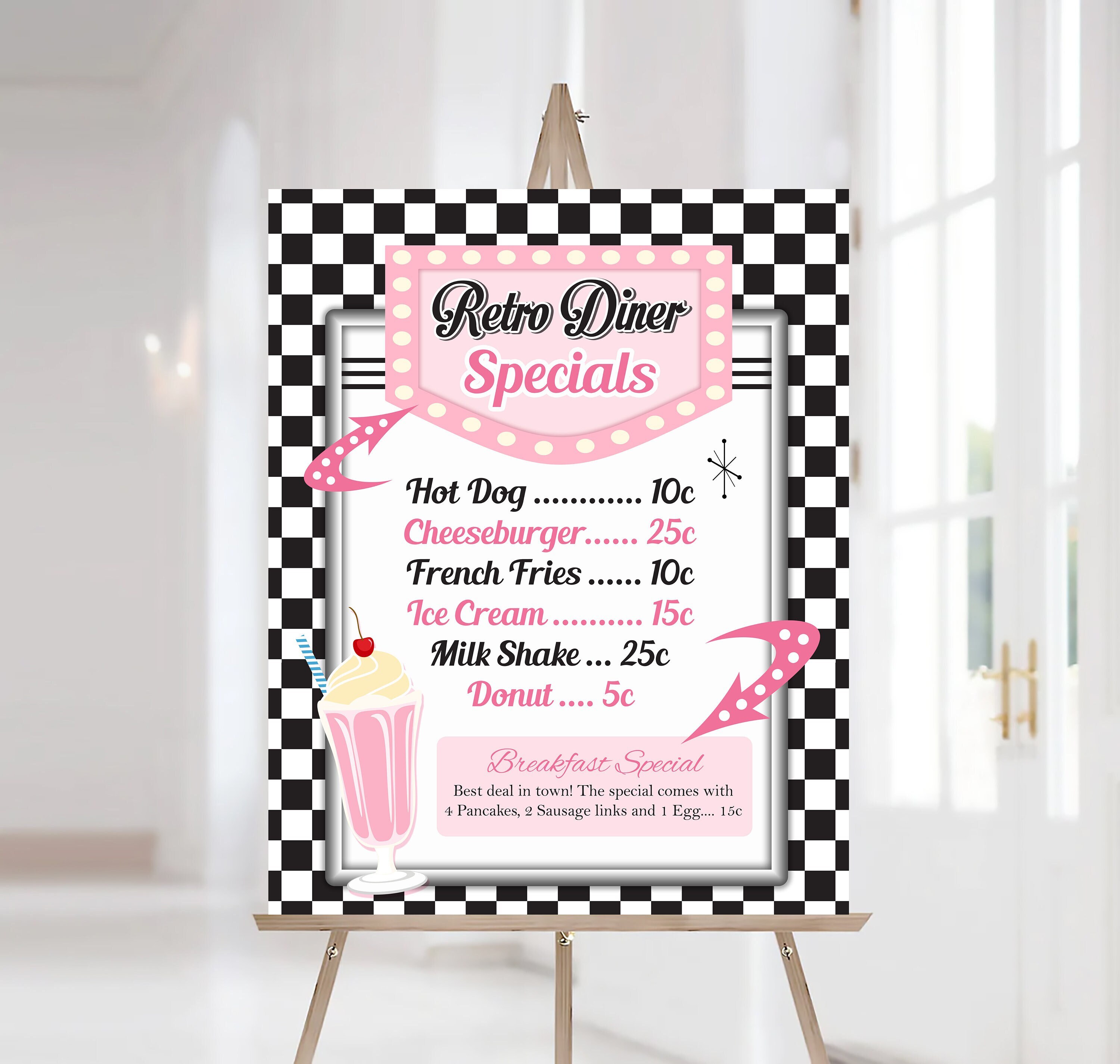 1950s Diner Menu Board