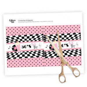 50s Sock Hop Party Chocolate Wrappers, INSTANT DOWNLOAD, 50s Candy Bar ...