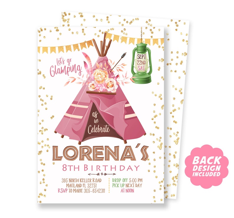Glamping Invitation Glamping Party Invitation Camping | Etsy