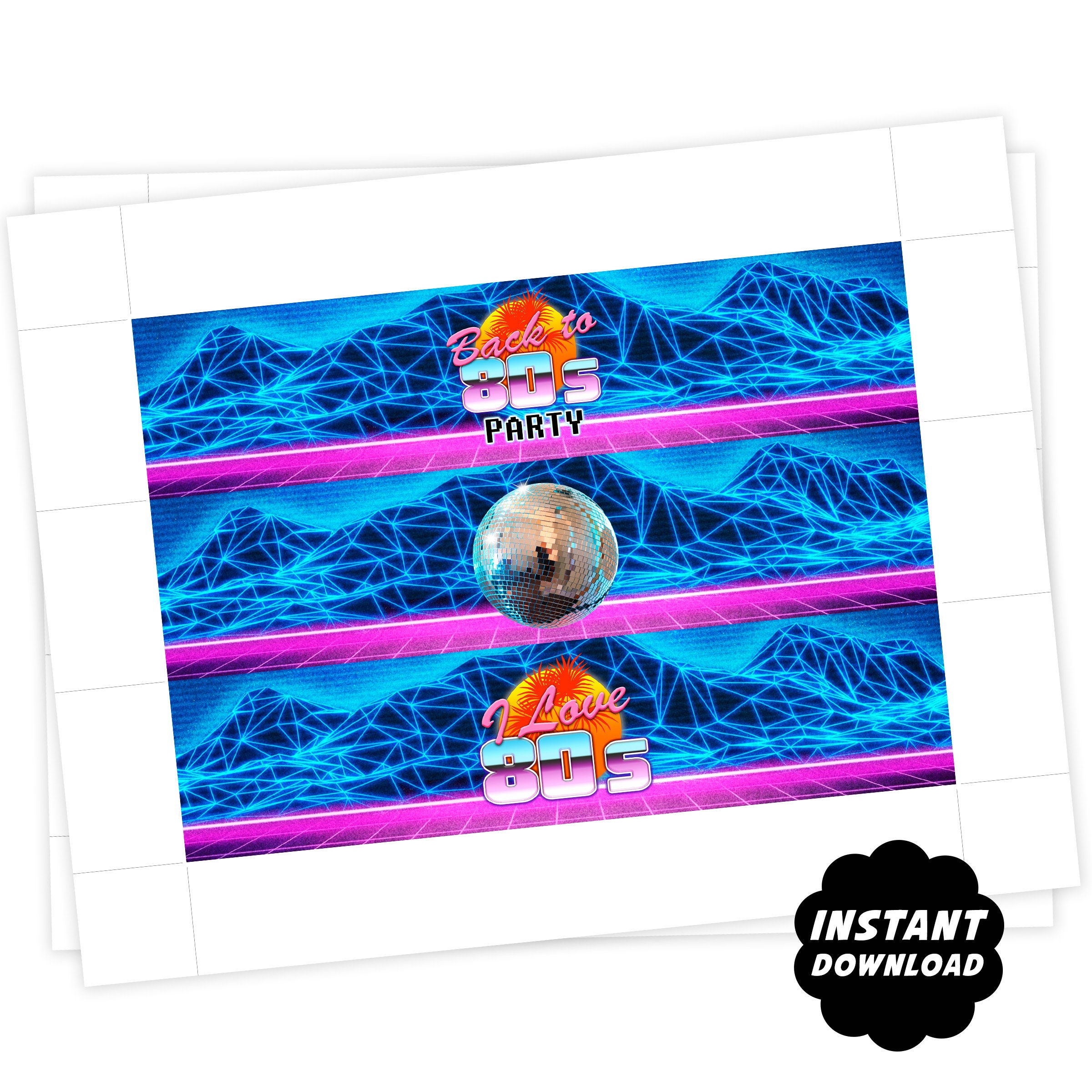 80s Party Water Bottle Labels INSTANT DOWNLOAD Printable 80s | Etsy