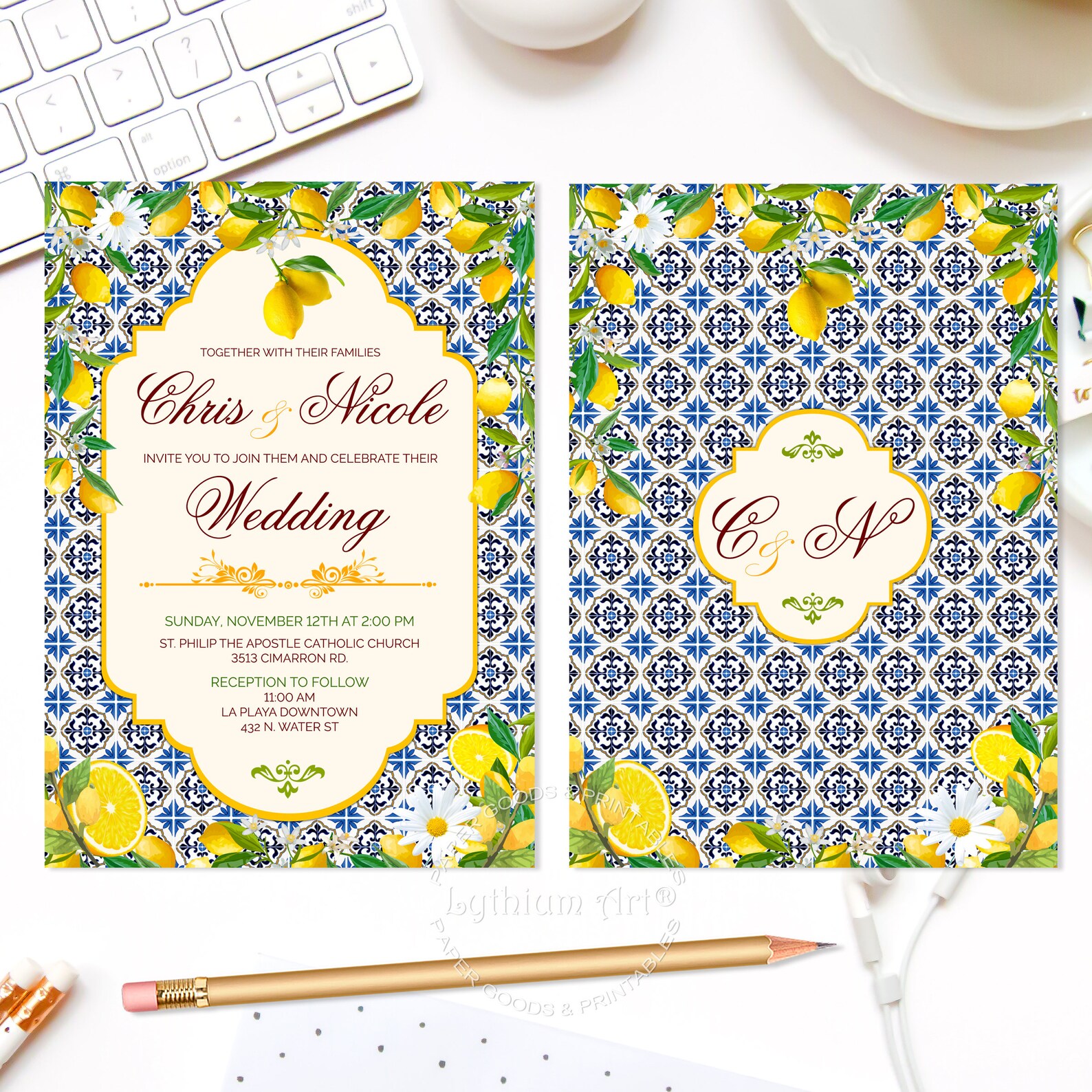 Lemon Wedding Invitation Citrus Wedding Invitation - Etsy