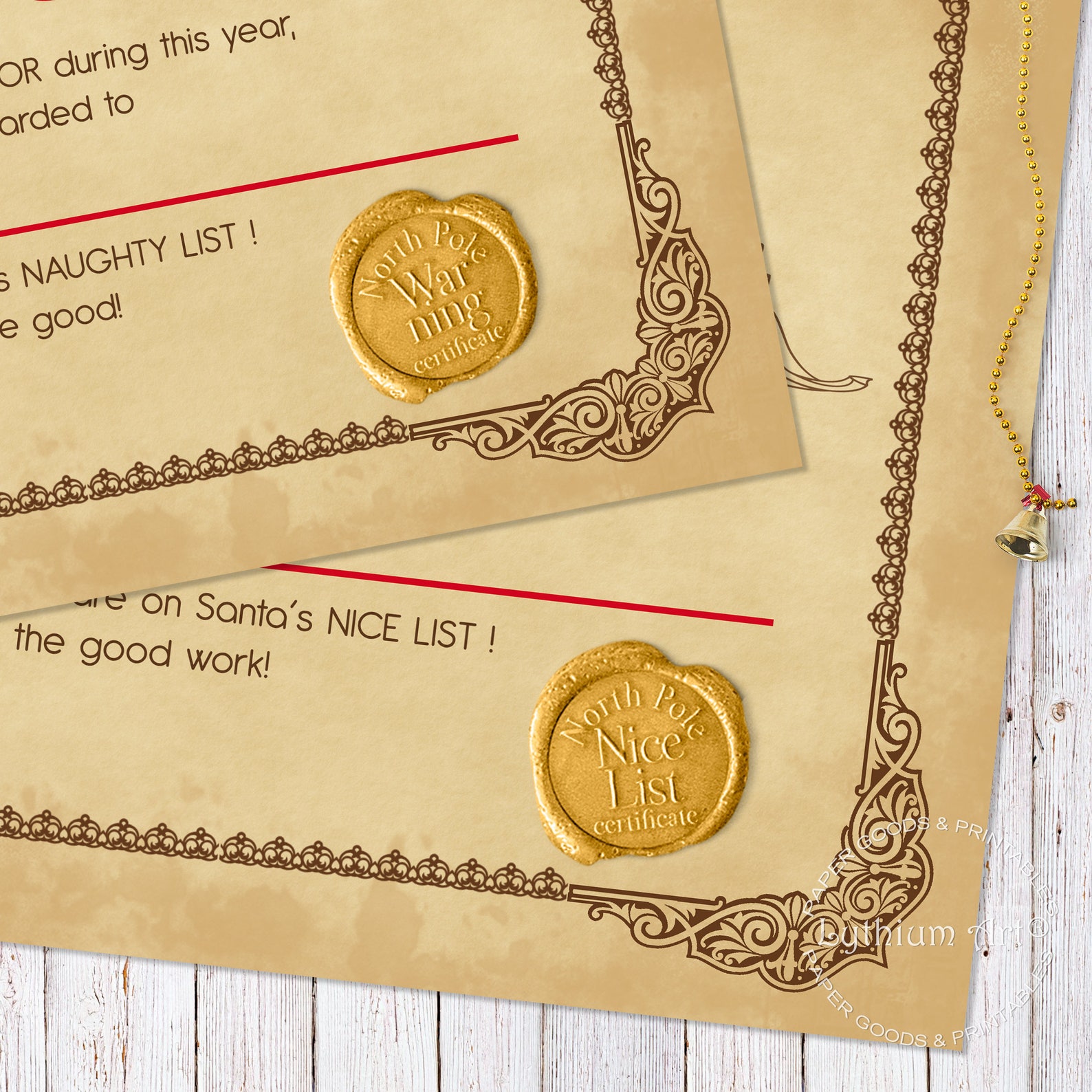 Santa Nice & Naughty List Certificate, Letter From Santa, Christmas ...
