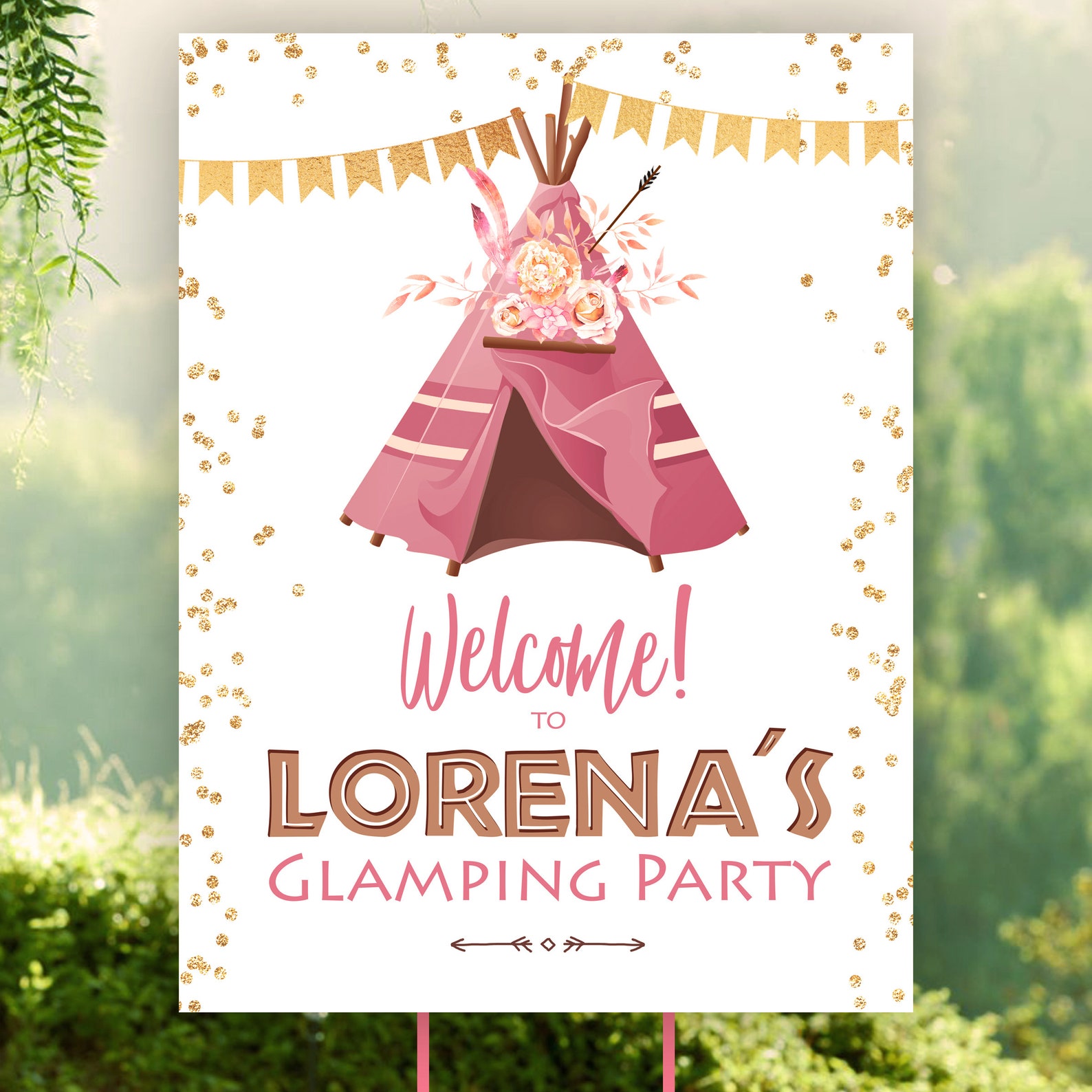 Glamping Welcome Sign Printable Glamping Party Sign Teepee - Etsy