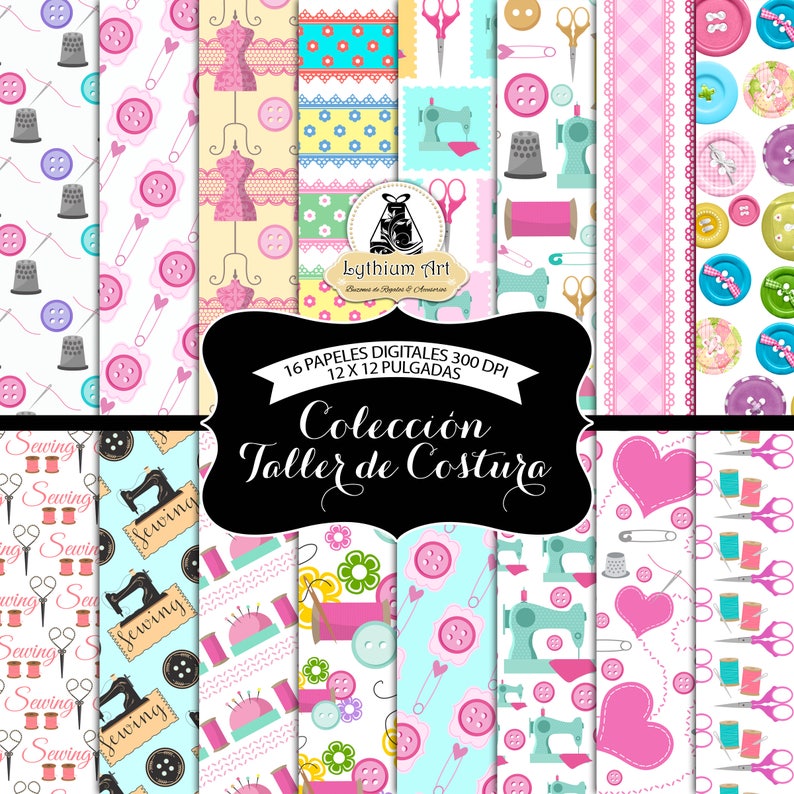 Sewing Digital Paper, Sewing Paper, Sewing Scrapbook Paper, Printable ...