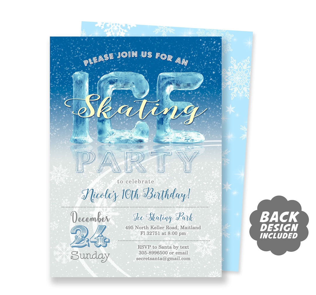 Ice Skating Invitation, Ice Skate Birthday Invitation, Winter Skating ...