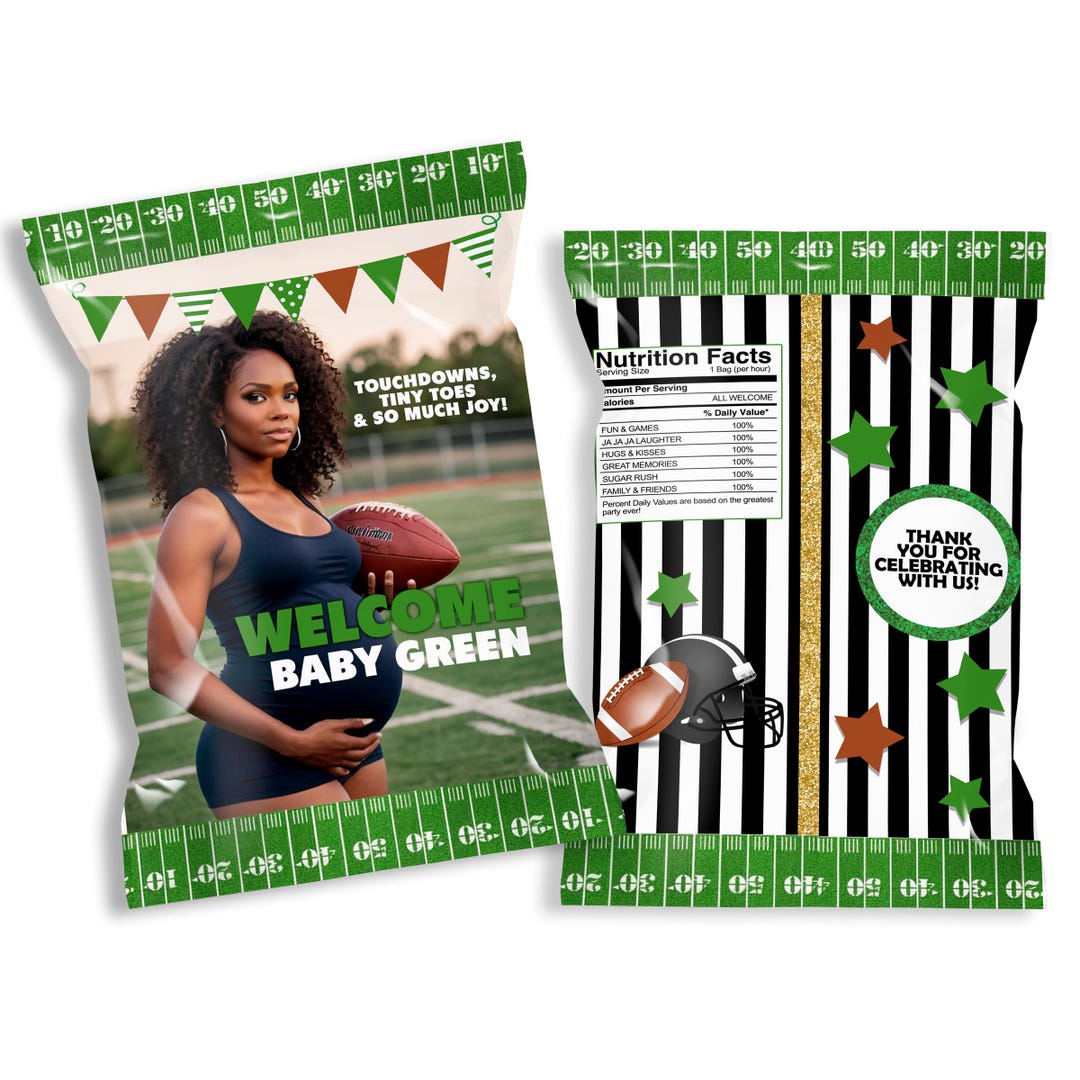 Football Chip Bag, Football Themed Gift Bag With Photo, Football Green ...