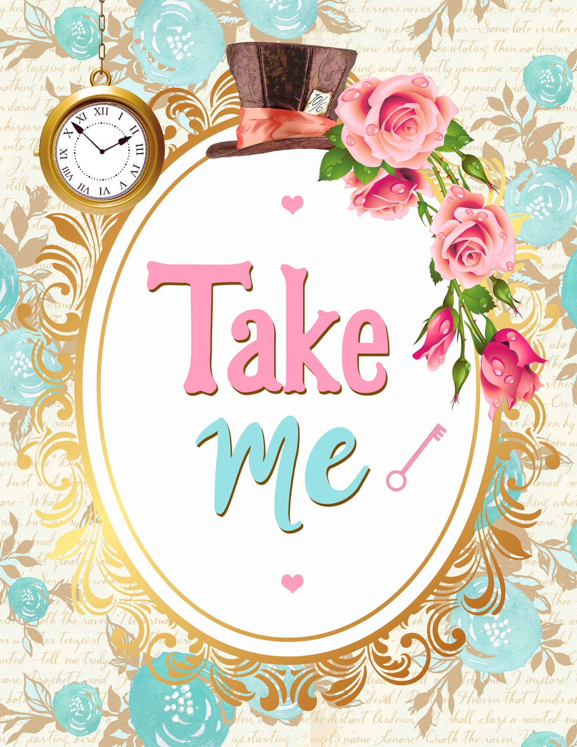 ALICE IN WONDERLAND Party Sign Eat Me Printable Sign Instant - Etsy España