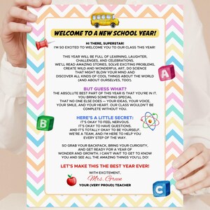 Back to School Welcome Letter From Teacher, Instant Download, First Day ...