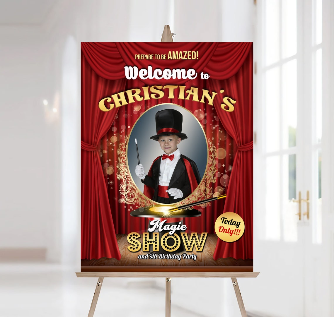 Magic Show Welcome Sign With Photo Printable and Personalized - Etsy