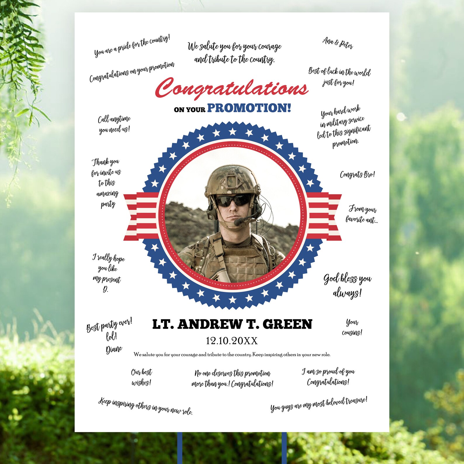 Custom Military Promotion Photo Guest Book Poster, Printable and ...
