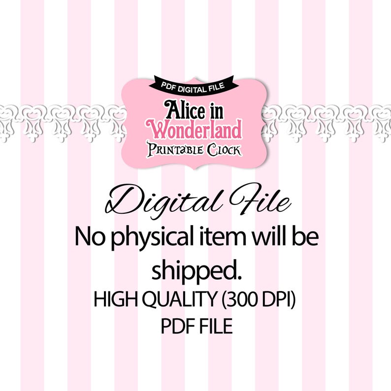ALICE IN WONDERLAND Clock Printable Alice Clock Wonderland - Etsy